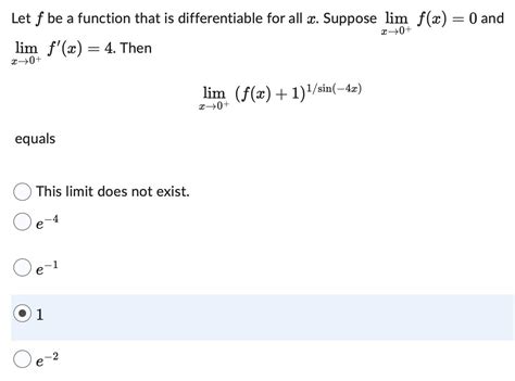 [calculus 1 Limits] So I Believe The Correct Answer Is 1 But Im Not