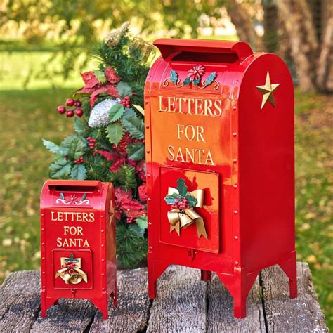 Zaerltdinternational Two Piece Set Of Glossy Red Christmas Mailboxes