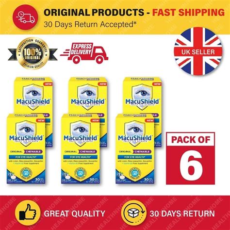 6 X 30 Macushield Original Bilberry Flavoured Chewable Eye Health 180