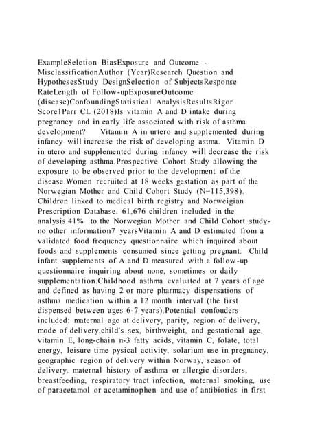 Exampleselction Biasexposure And Outcome Misclassificationauthor Pdf