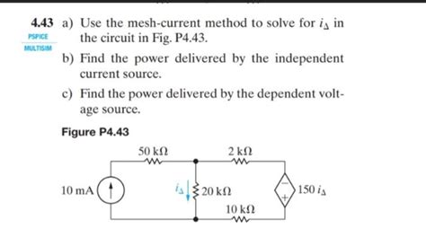 solved 3 a use the mesh current method to solve for iΔ in