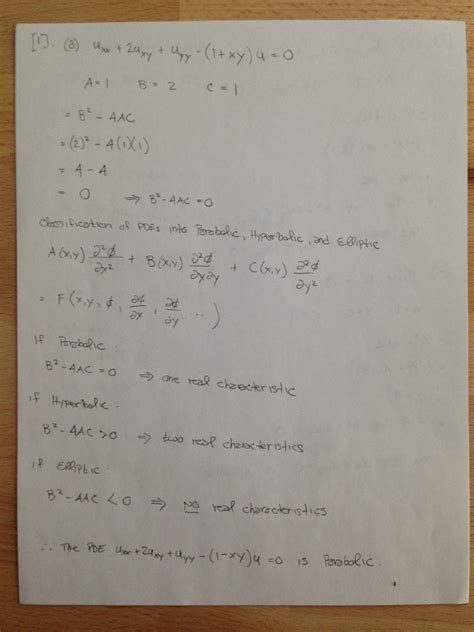Solved 1 Classify The Following Partial Differential