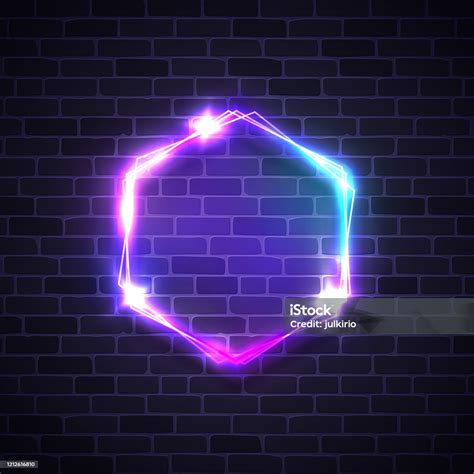 추상 빛나는 육각형 배경입니다 벽돌 질감에 기하학적 벽지 전기 Led 램프 배너 디자인 네온 밝은 벡터 그림입니다 Eps 10 0명에 대한 스톡 벡터 아트 및 기타 이미지