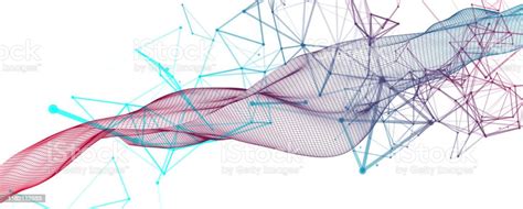 Polygonal Science Background With Connecting Dots And Lines Digital Data Visualization Stock