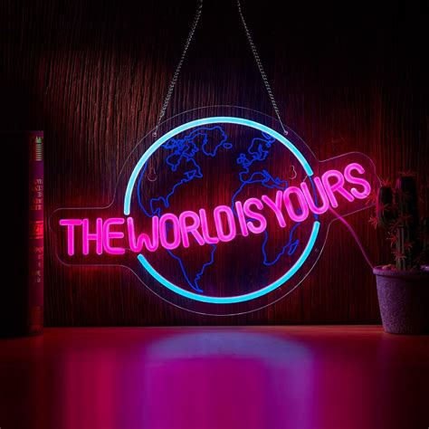Hoyoelec The World Is Yours Neon Sign For Wall Decor Led