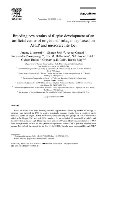Pdf Breeding New Strains Of Tilapia Development Of An Artificial Center Of Origin And Linkage