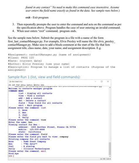 Solved Contacts Manager Problem Statement Create A Program