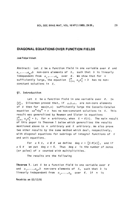 Pdf Diagonal Equations Over Function Fields