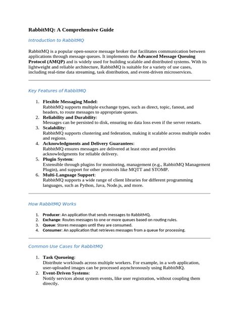 Rabbitmq A Comprehensive Guide Pdf Software Software Development