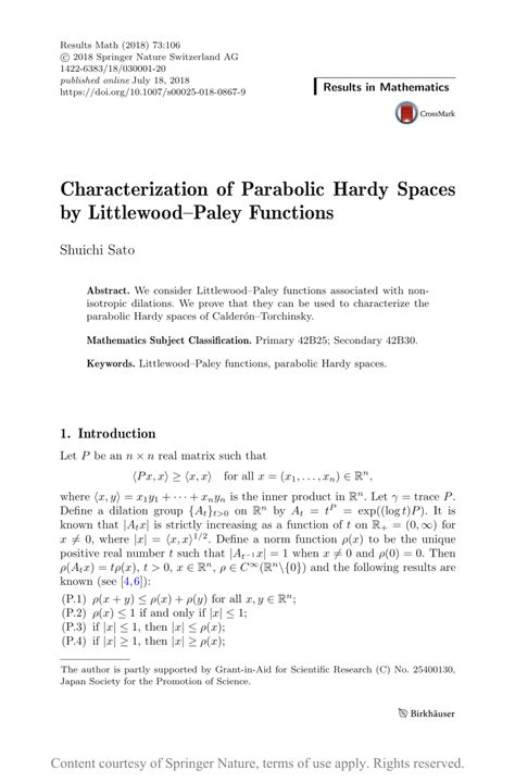 Characterization Of Parabolic Hardy Spaces By Littlewoodpaley Functions