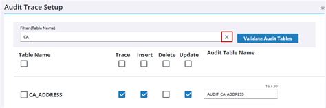 Configure Audit Trace Tables