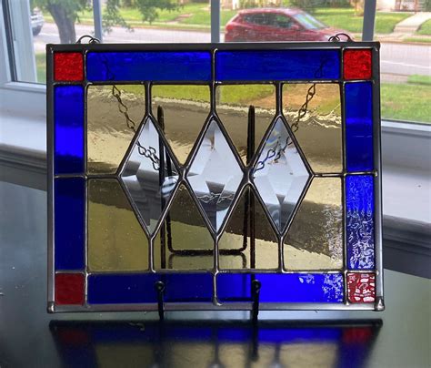 Stained Glass Rectangular Hanging Window Panel