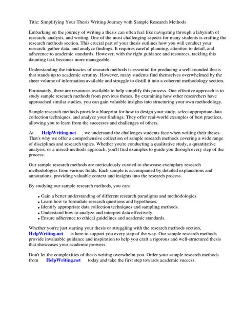 Sample Research Methods In Thesis Pdf Methodology Sampling