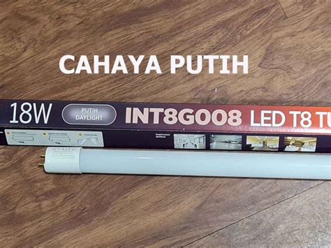 Jual Lampu Tl Led Neon Led T8 18w 120cm In Lite Kaca Tube In Lite Inlite Putih Di Seller