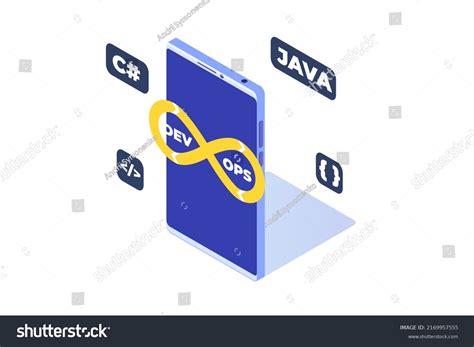 devops concept development operations scene template stock vector