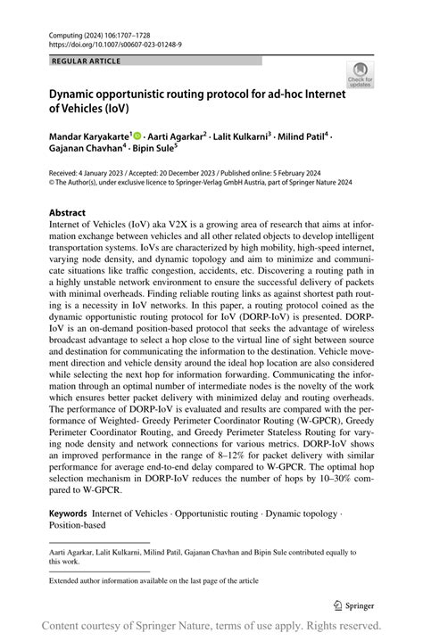 Dynamic Opportunistic Routing Protocol For Ad Hoc Internet Of Vehicles