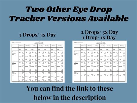 Cataract Eye Drop Schedule For Cataract Surgery Medication Tracker Eye