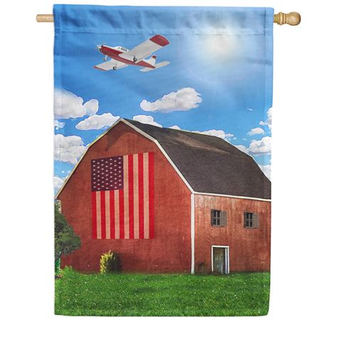 America Forever Patriotic Red Barn Summer House Flag 28 X 40 Inches