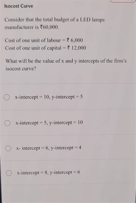 Solved Isocost Curveconsider That The Total Budget Of A Led