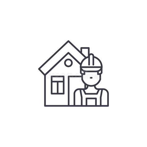 Builder Linear Icon Concept Builder Line Vector Sign Symbol