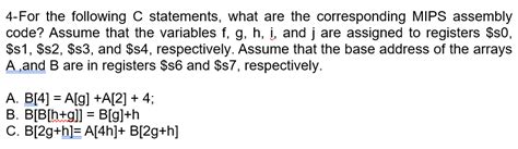 Solved For The Following C Statements What Are The Chegg