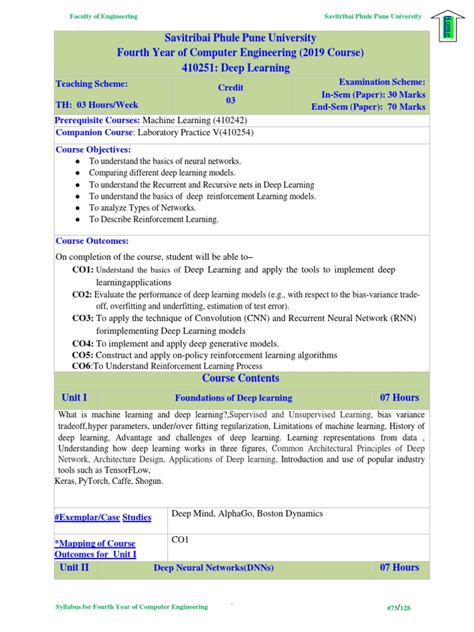 Be Computer Engineering Syllabus 2019 Course Pdf Deep Learning