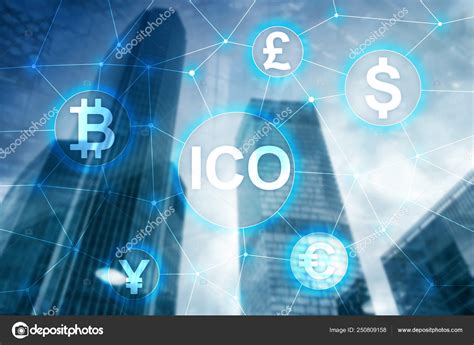 ico initial coin offering blockchain and cryptocurrency concept on