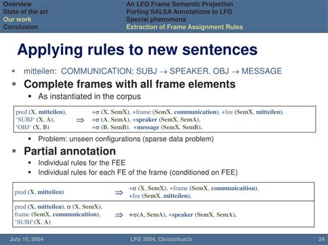 Ppt Corpus Based Induction Of An Lfg Syntax Semantics Interface For Frame Semantic Processing