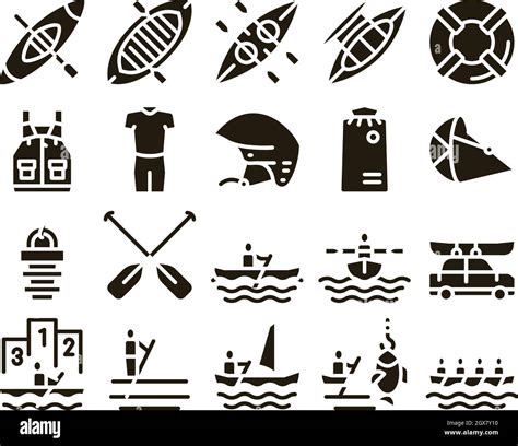 Canoeing Collection Elements Icons Set Vector Stock Vector Image And Art Alamy