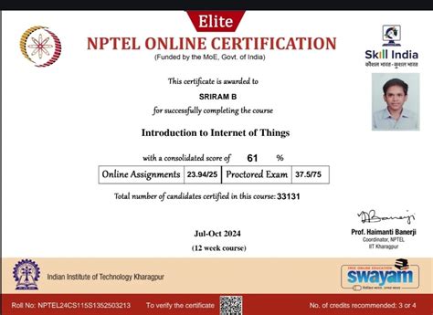 Sriram Balan On Linkedin Nptel Iot Elitecertification Learningjourney