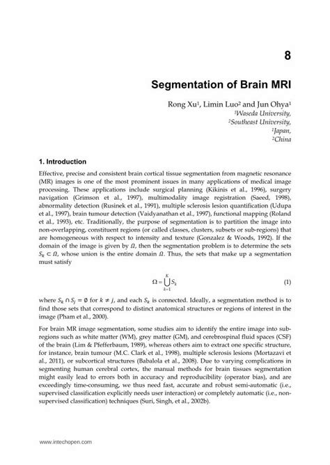 Pdf Segmentation Of Brain Mri Intechopen Dokumen Tips