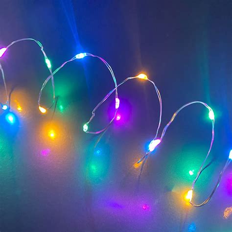 Multi Color Micro Led String Lights 97 Ft 60 Lights Silver Wire