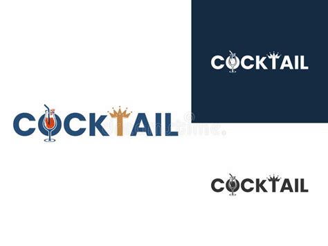 Simple Cocktail Logo With Crown Vector Best Cocktail Logo Design Icon