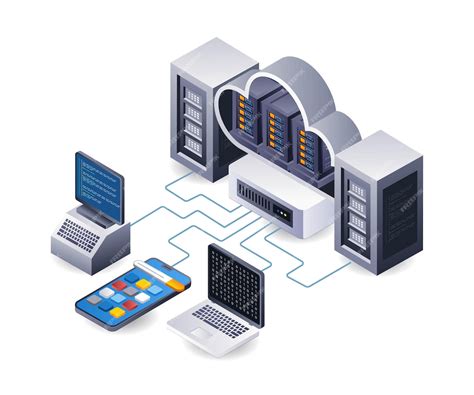 Premium Vector Big Data Center Cloud Server Technology Infographics Flat Isometric 3d Illustration