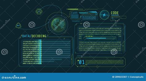 Futuristic Hud Design Of Satellite Data Decoding Program Stock Vector Illustration Of