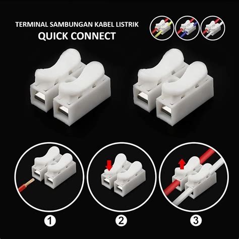 Jual Quick Connect Terminal Connector Konektor Sambungan Kabel Listrik 2 Pin Jepit Ch2 Shopee