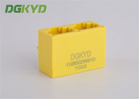 Cat 5 Rj45 Dual Port Jack 8 Pin Modular Connector Yellow Plastic Housing