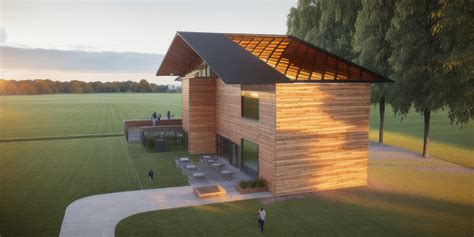 Wood Building And A Massive Grass Canopy Surrounding The Building