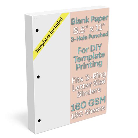Letter Blank Paper 3 Hole Punched 160 Sheets 320 Pages
