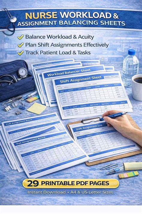 Nurse Planner Printable Nurse Assignment Sheet Workload Balancer