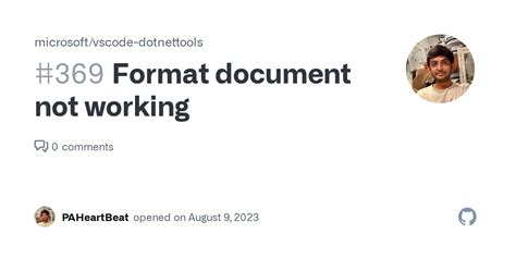 format document not working · issue 369 · microsoft vscode dotnettools