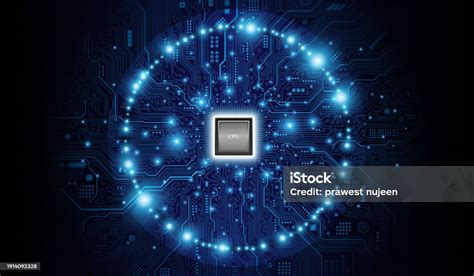 Cpu Chip On Motherboard Central Computer Processors Cpu Concept Quantum