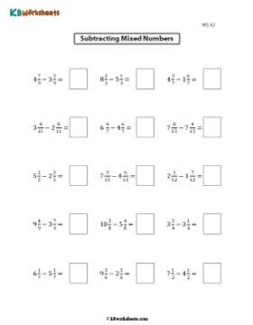 Subtracting Mixed Numbers Worksheets