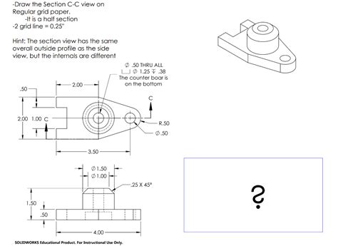 Solved Draw The Section C C View On Regular Grid Paper It