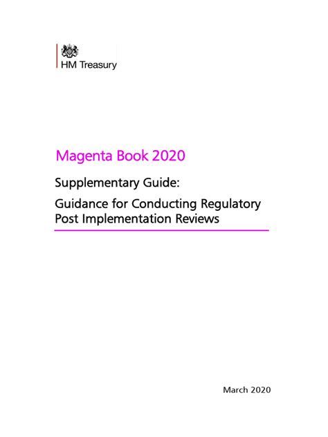 Magenta Book Supplementary Guide Guidance For Conducting Regulatory Post Implementation Reviews