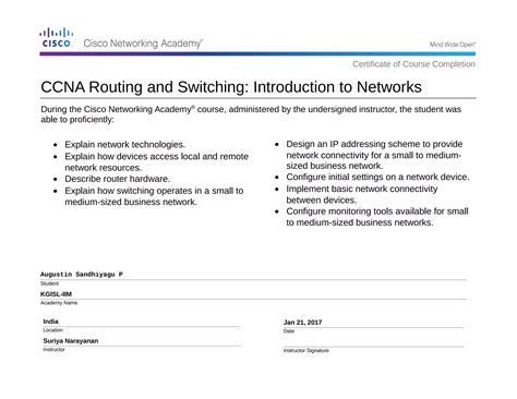 Ccna Training Certificate 1 Ppt