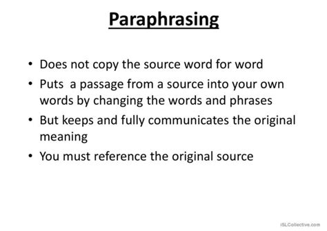 Academic Writing Paraphrasing An… English Esl Powerpoints