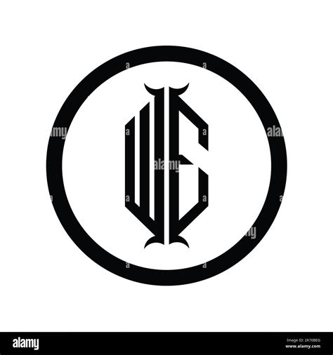 Ew Logo Monogram Letter With Hexagon Horn Shape Design Template Stock