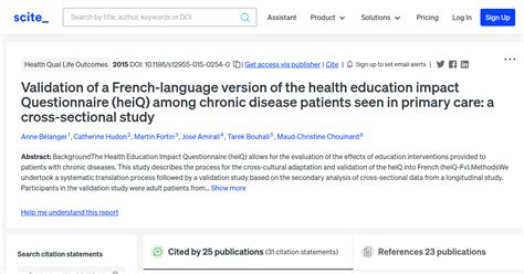 Validation Of A French Language Version Of The Health Education Impact Questionnaire Heiq