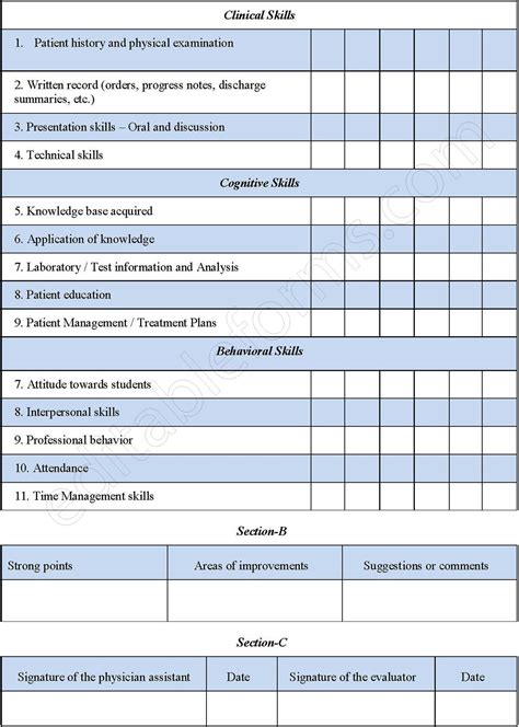 Physician Assistant Evaluation Fillable Pdf Form Editable Pdf Forms